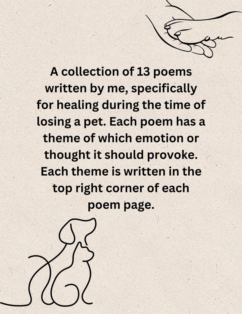 Pet Loss Poetry Ebook Memorial Gift for Grieving Pet Owners Comforting ...
