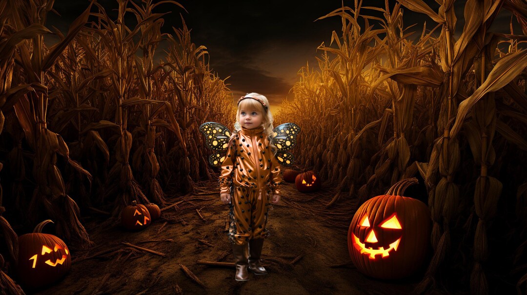 Halloween Pumpkin Digital Backdrop Halloween Corn Maze - Etsy