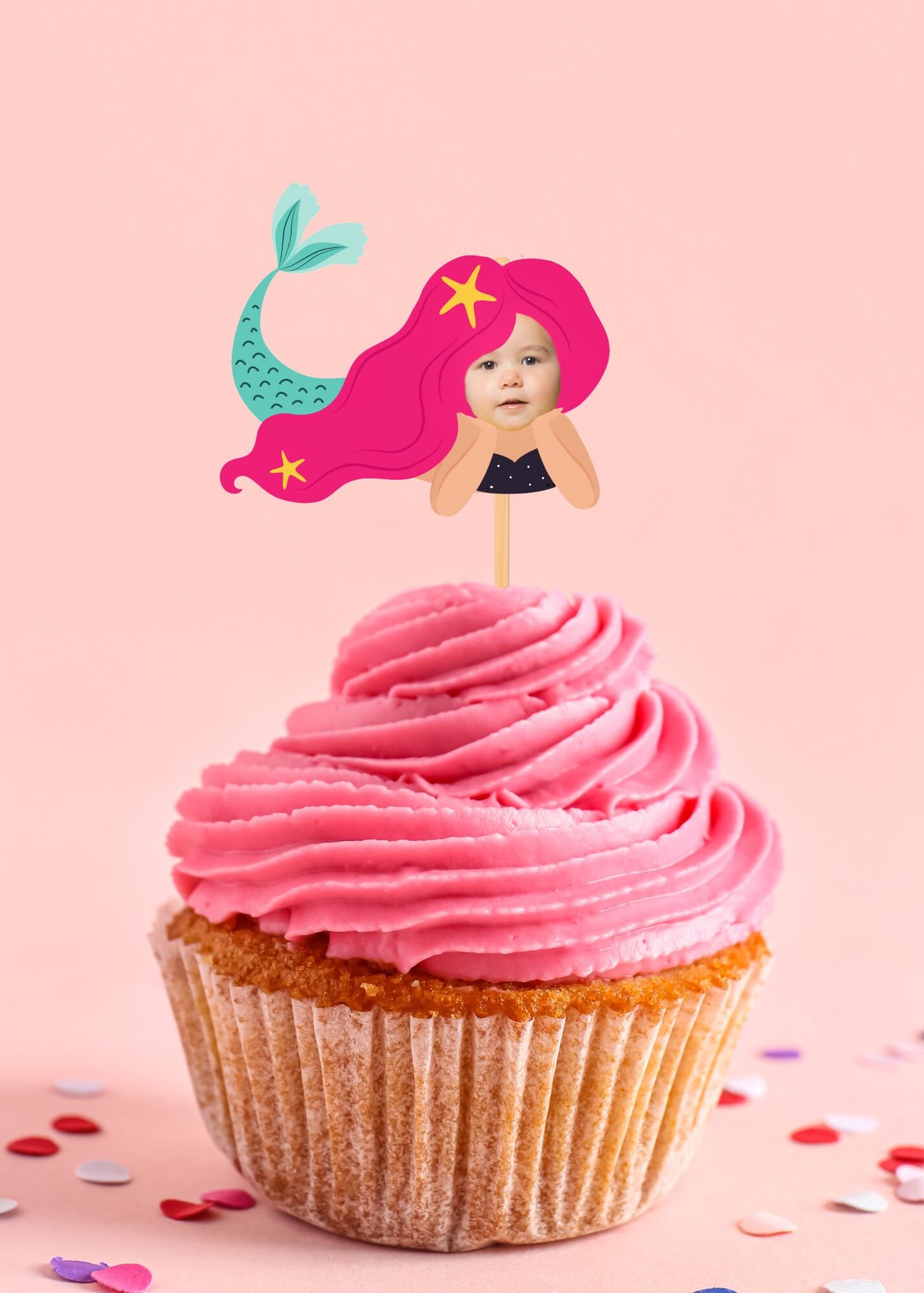 PERSONALIZED Mermaid Cupcake Toppers, Printable Mermaid Cupcake Toppers ...