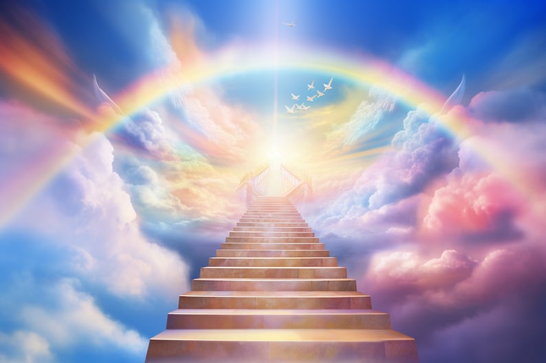 Personalized Rainbow Bridge Pet Memorial Art With Angel Wings (digital ...