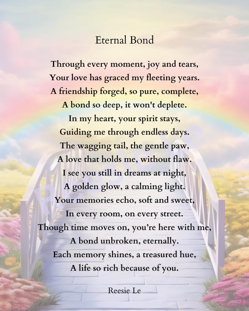 Rainbow Bridge Pet Loss Poem: Memorial Gift (PDF Printable) - Etsy