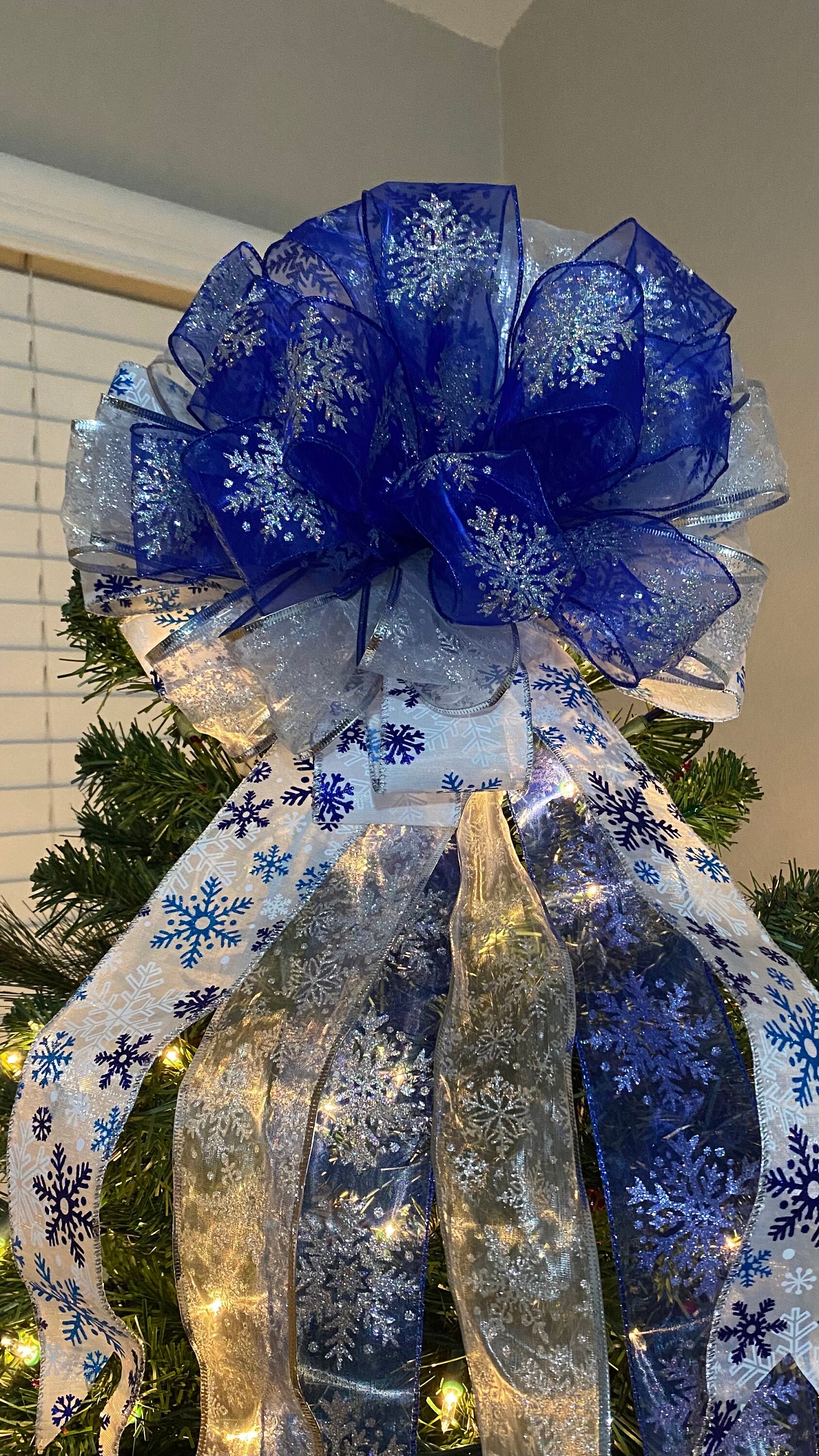 Christmas Tree Bow Topper, Tree Topper, Christmas Wreath Bow, Christmas ...