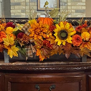 Pumpkin Table Arrangement, Fall Centerpiece, Autumn Table Centerpiece ...