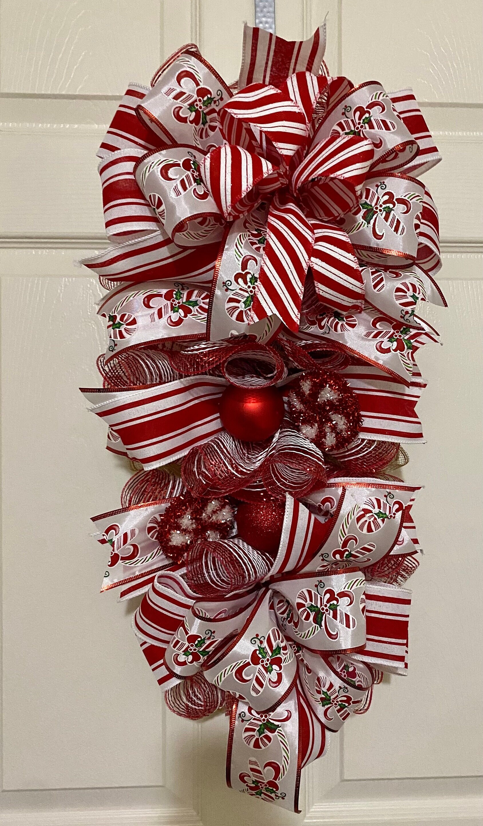 Peppermint Swag Candy Cane Swag Christmas Door Decor Christmas Swags