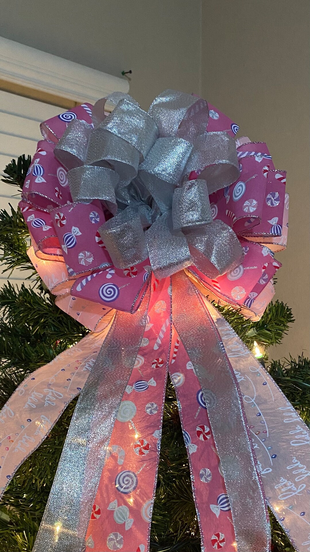 Christmas Tree Bow Topper, Tree Topper, Christmas Wreath Bow, Christmas ...