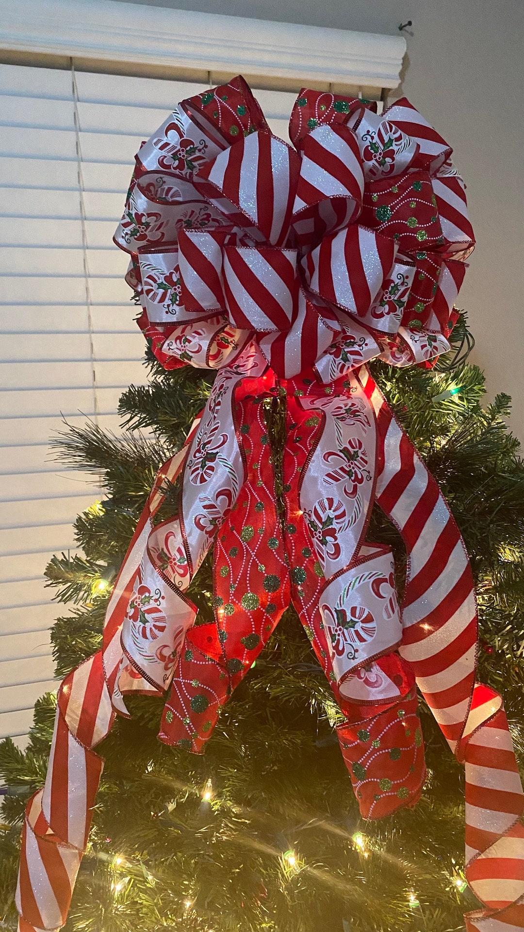 Christmas Tree Bow Topper, Tree Topper, Christmas Wreath Bow, Christmas ...