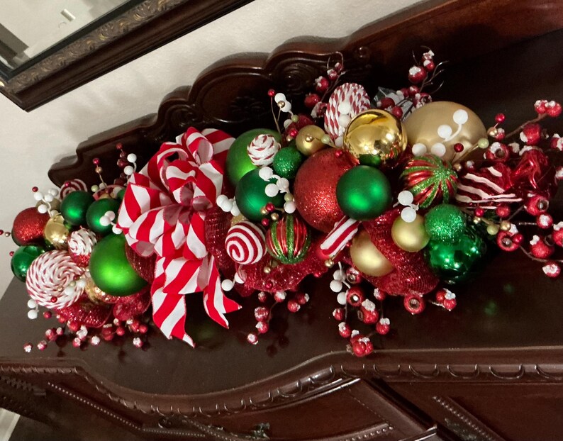 Candy Cane Garland, Christmas Candy Cane Garland, Christmas Centerpiece ...
