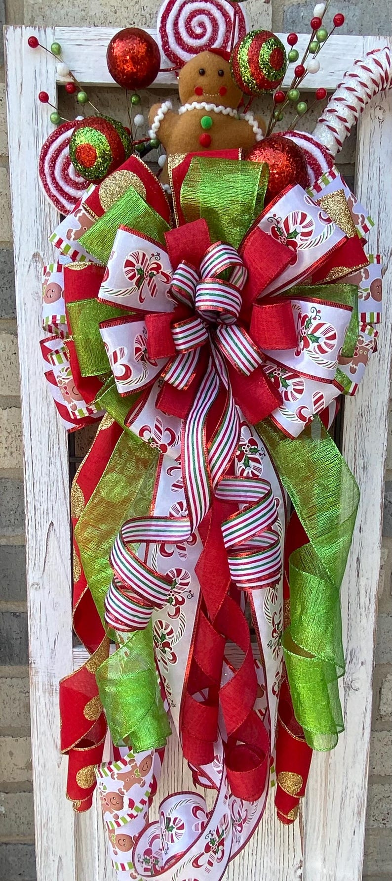 Gingerbread Christmas Tree Topper, Candy Cane Tree Topper, Christmas ...