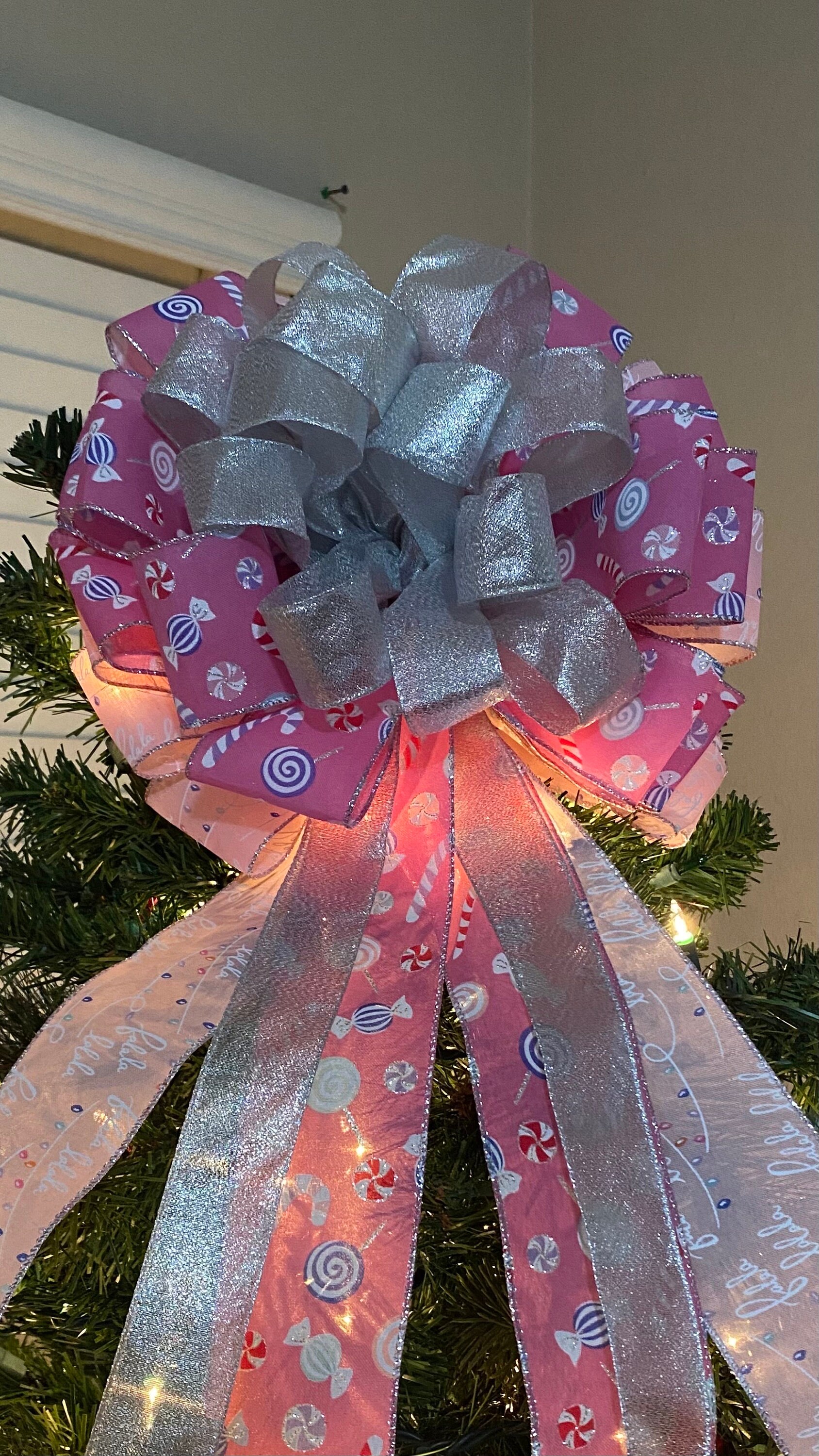 Christmas Tree Bow Topper, Tree Topper, Christmas Wreath Bow, Christmas ...