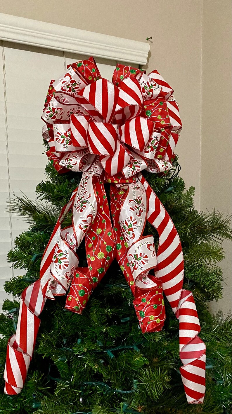 Christmas Tree Bow Topper, Tree Topper, Christmas Wreath Bow, Christmas ...