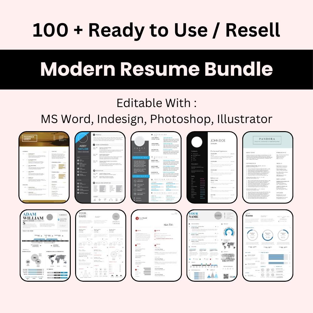 100+ Editable Modern Resume Templates Bundle - Resumes Bundle ...