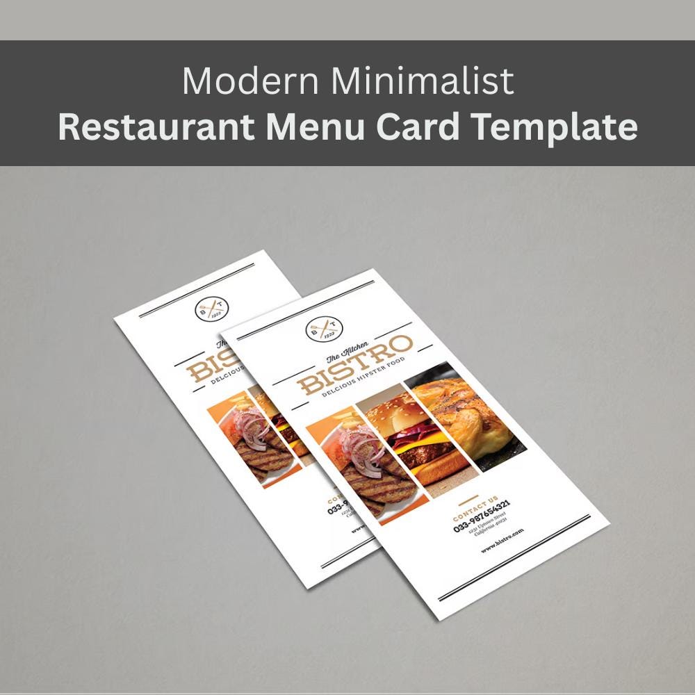Trifold Minimalist Menu Card Design - Restaurant Menu Card Template ...