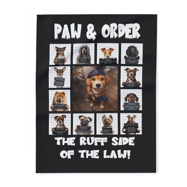 Funny Police Dog Fleece Blanket: K-9 Mugshot Design - Etsy