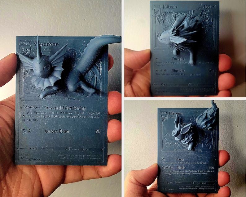 Bundle Eevee Evolution 3d 4d Card Custom 3d Printing File Pokemon Etsy