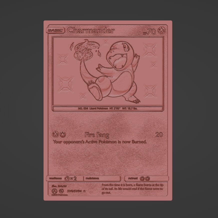 Charmander 3D / 4D Card Custom 3D Printing File Pokemon - Etsy