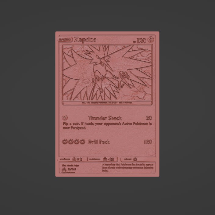 Zapdos - 3D / 4D Card - Custom 3D Printing File - Pokemon - Etsy