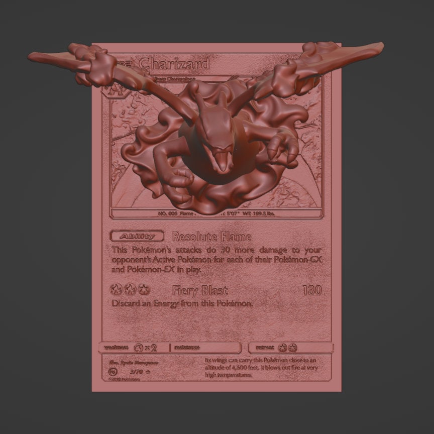 Charizard 3D / 4D Card Custom 3D Printing File Pokemon - Etsy