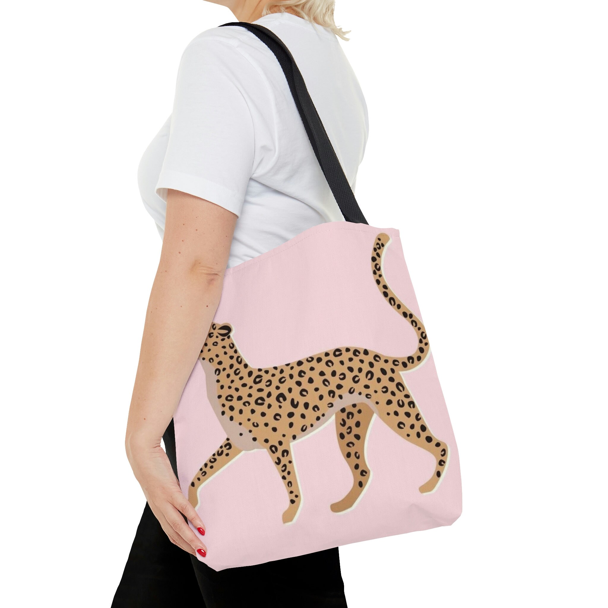 AOP Tote Bag Pink Animal Leopard Print - Etsy
