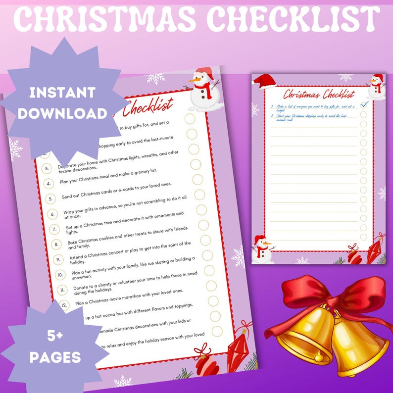 Christmas Checklist | Christmas Wish List | Editable Template | Instant ...