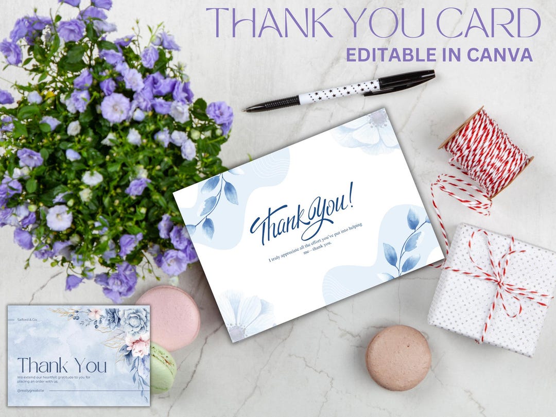 Editable Floral Thank You Card | Thank You Floral Card - Printable ...