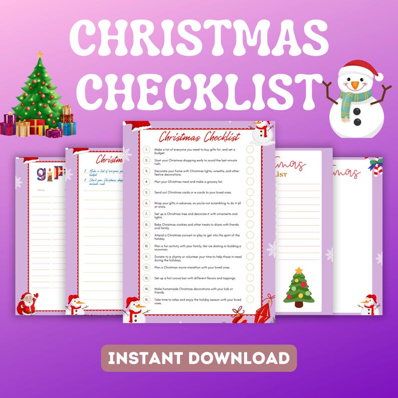 Christmas Checklist | Christmas Wish List | Editable Template | Instant ...