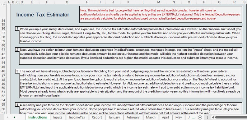 2024 Income Tax Estimator and Budgeting Excel Spreadsheet - Etsy