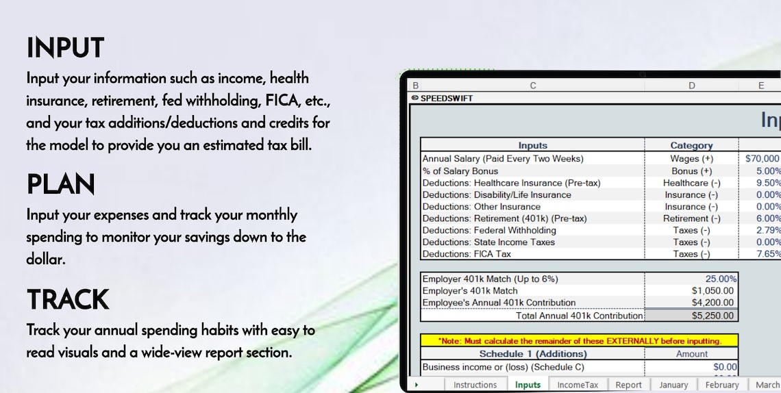 2024 Income Tax Estimator and Budgeting Excel Spreadsheet - Etsy