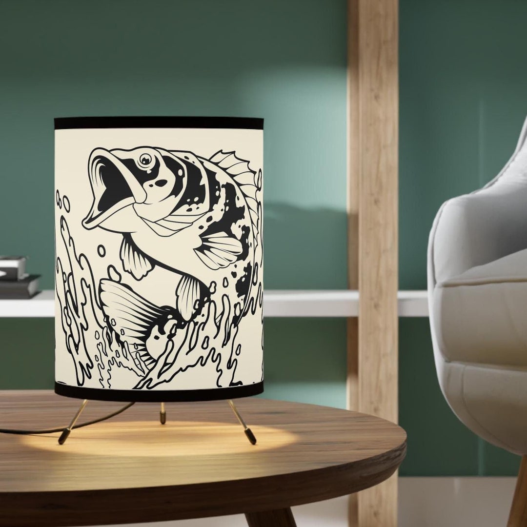 Bass Fishing Lamp, Fishing Themed Lamp, Fish Lamp Shade, Fishing Lodge ...