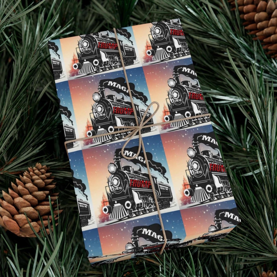 Trump Wrapping Paper, Trump Train Wrapping Paper, Patriotic Gift Wrap ...