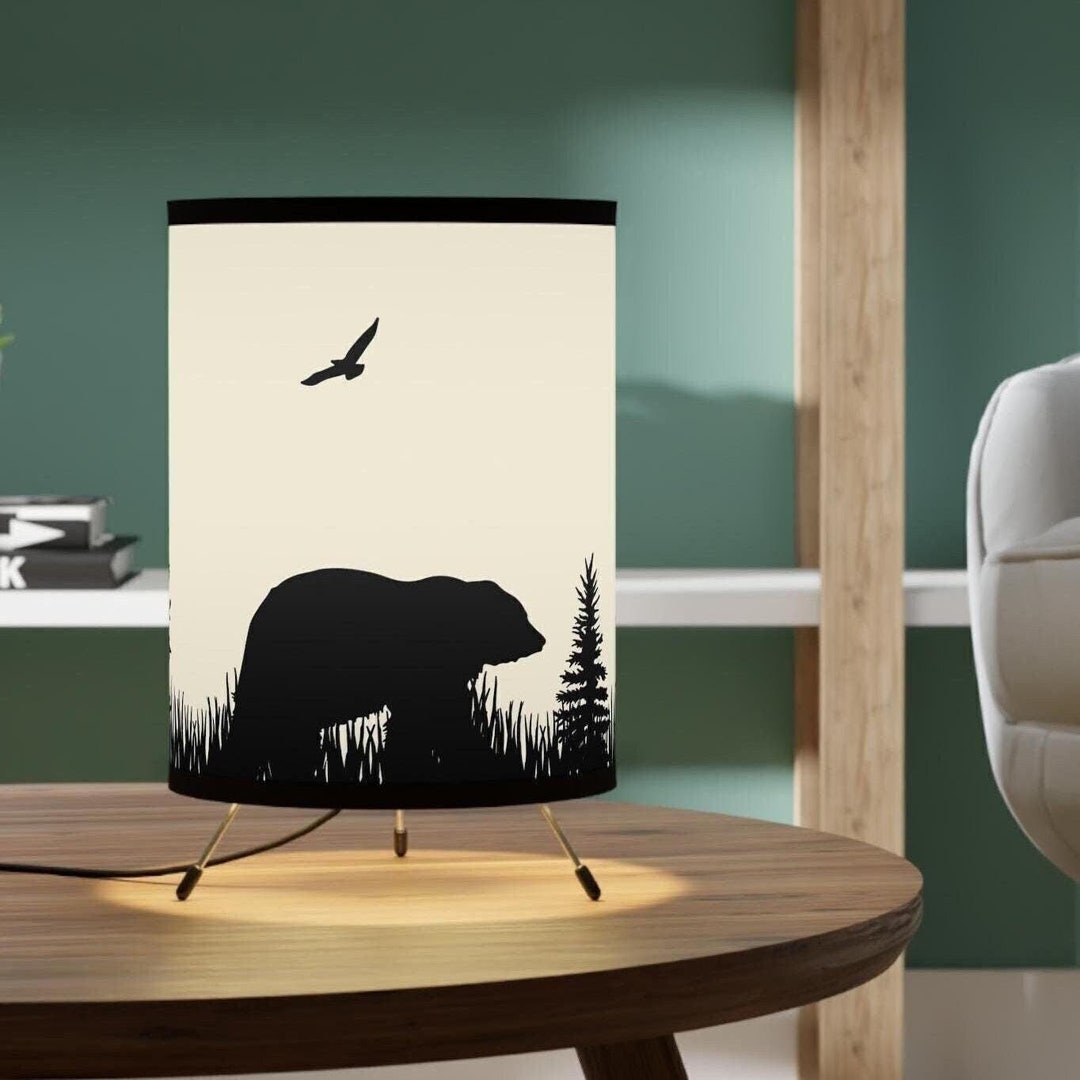 Bear Outdoor Scene Lamp, Cabin Decor Lamp, Cabin Decor Lighting, Cabin ...