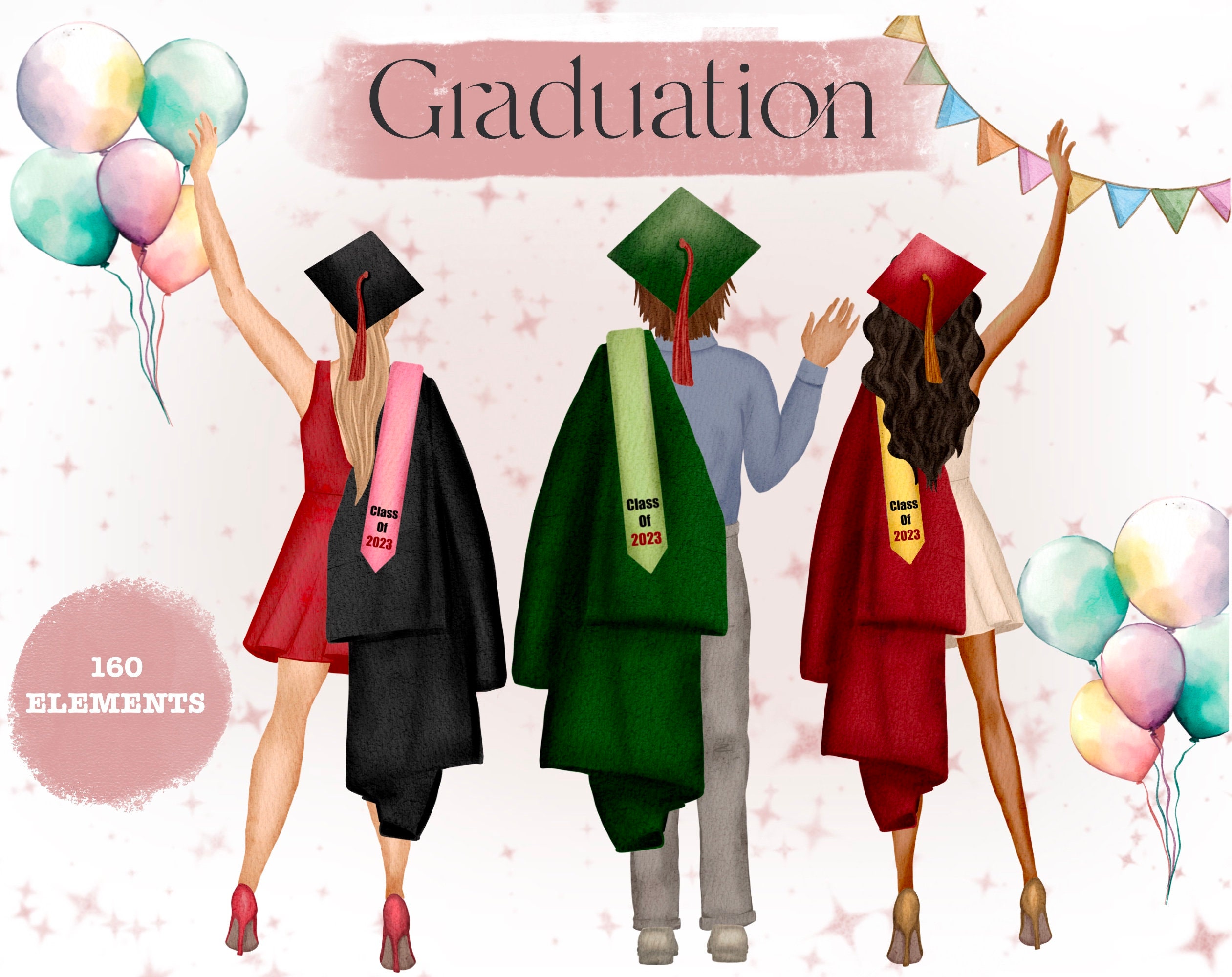 Graduation Clipart, Graduation Girl, Male Graduation Clipart, DIY ...