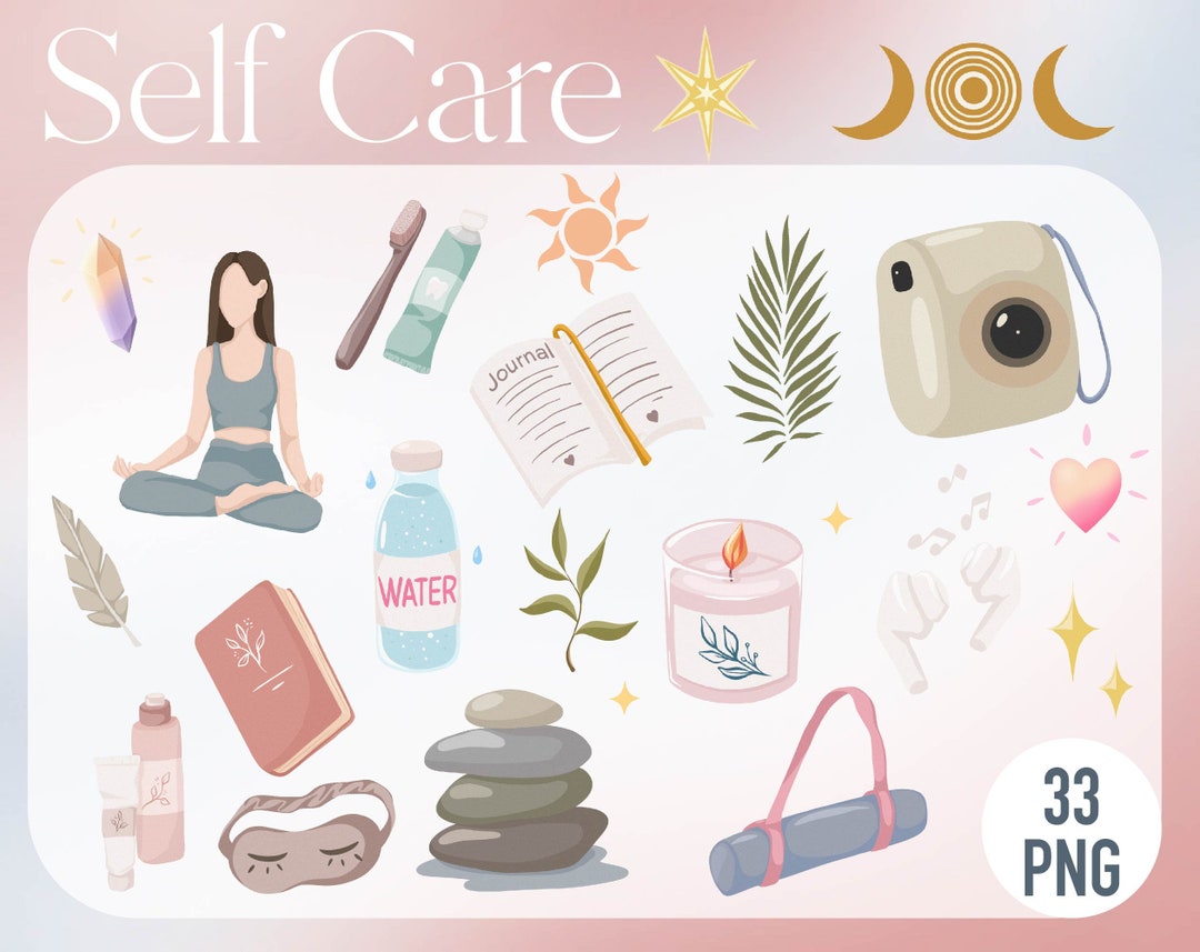 Selfcare Digital Stickers Self Care Clipart PNG Wellness - Etsy