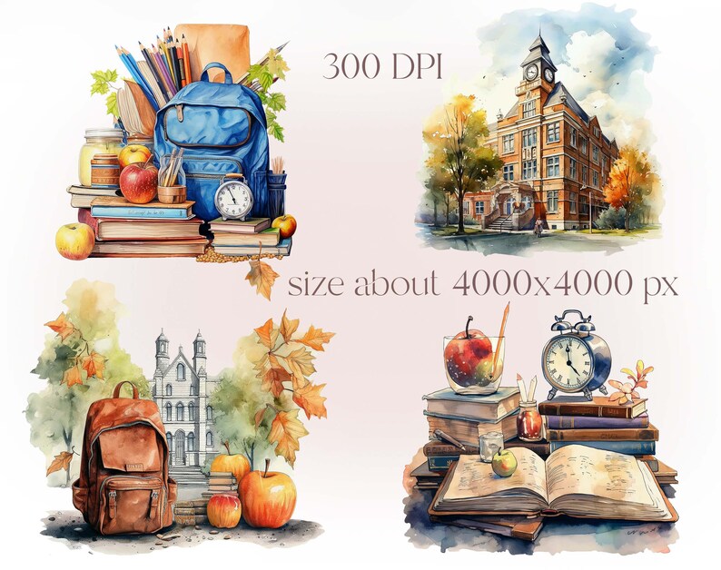 Back to School Clipart Retro Education PNG 1st Day of School - Etsy