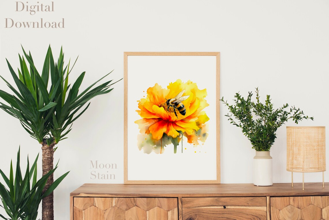 Watercolor Honey Bee Clipart PNG Summer Clipart Bumble Bee PNG Honey ...