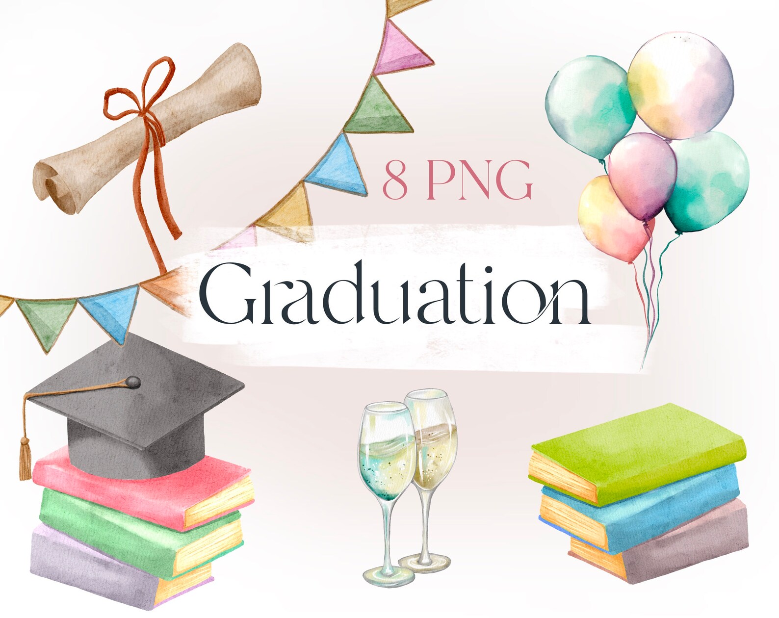 Watercolor Graduation Clipart PNG, Diploma Clipart, Graduation Cap ...
