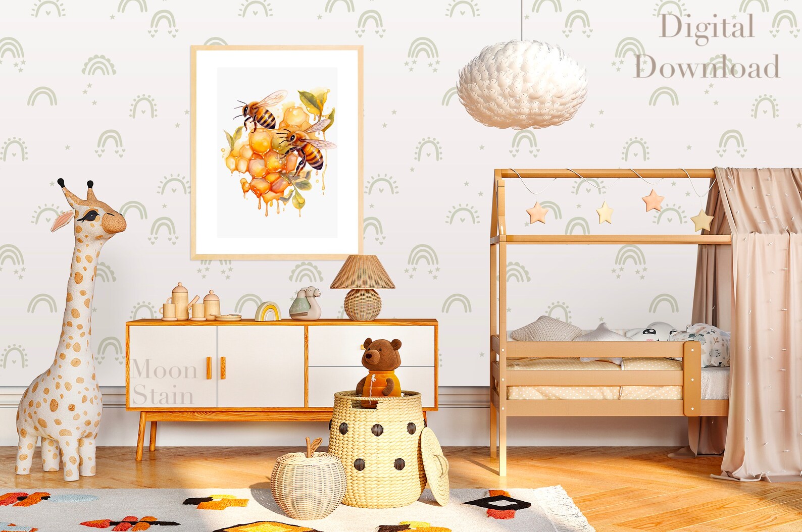 Watercolor Honey Bee Clipart PNG Summer Clipart Bumble Bee PNG Honey ...