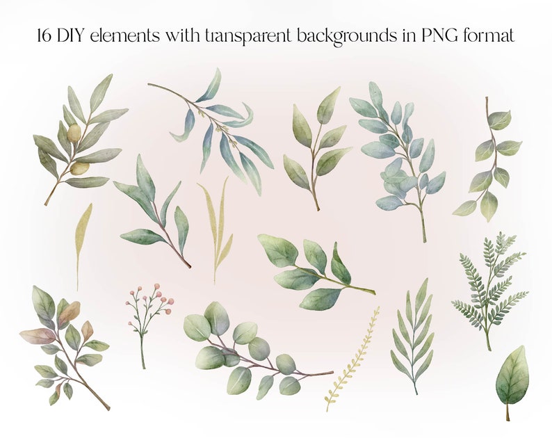 Greenery Foliage Clipart Watercolor Botanical Frames Wedding Clipart ...