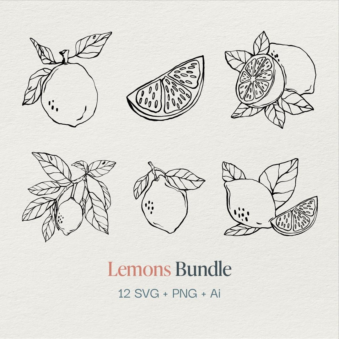 Lemon SVG Png AI Bundle - Fresh Citrus Designs for Logos, Invitations ...