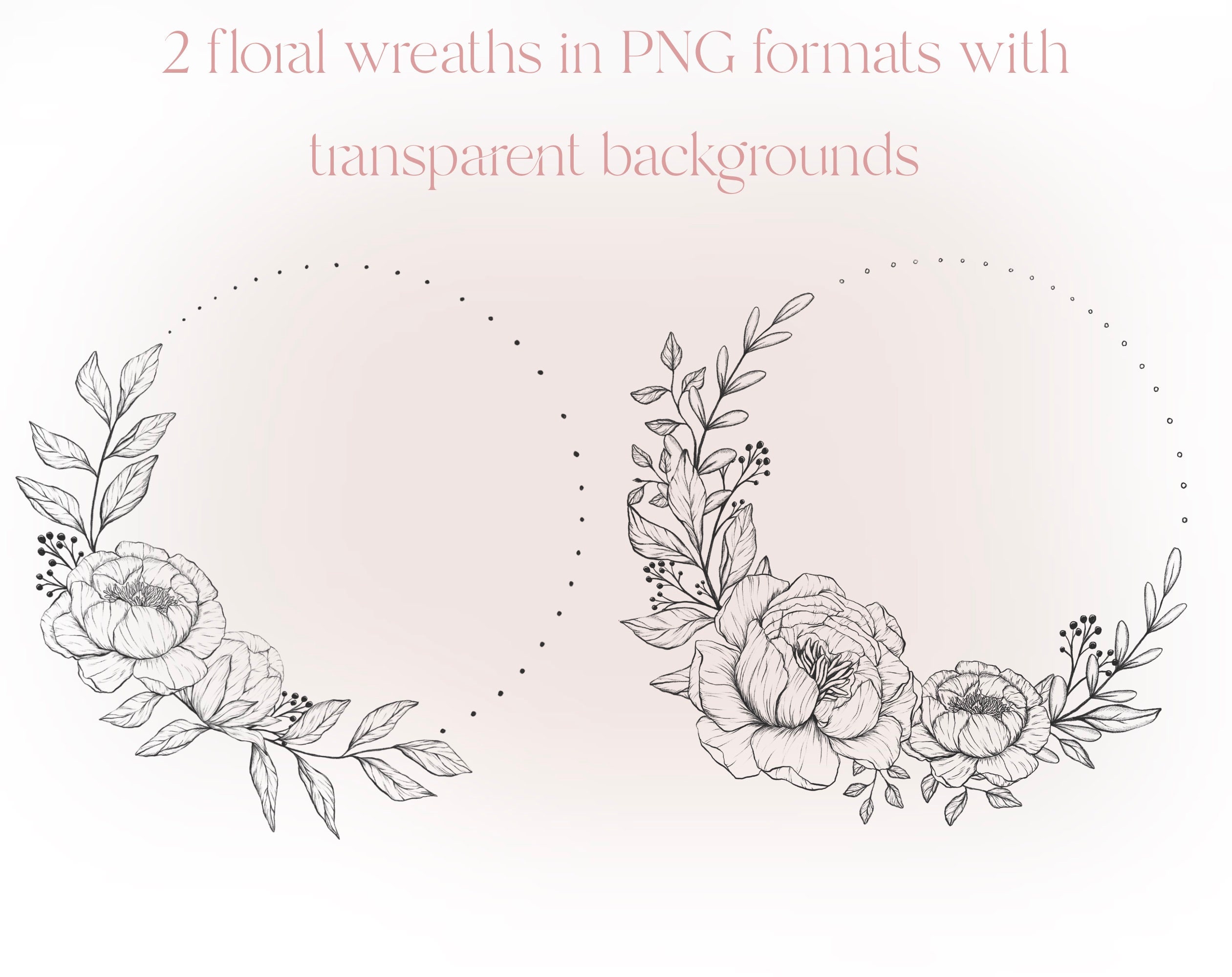 Peony Drawing Floral Line Art Wedding Graphic Peonies Clipart - Etsy