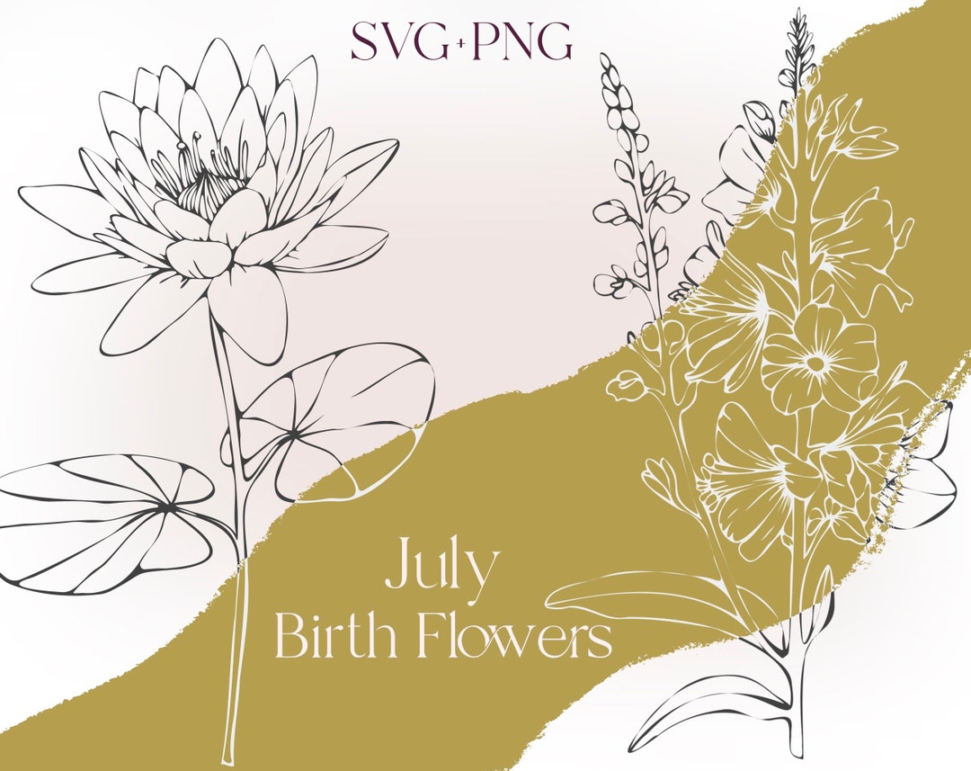 July Birth Flower SVG Birth Flower Tattoo Bouquet SVG - Etsy