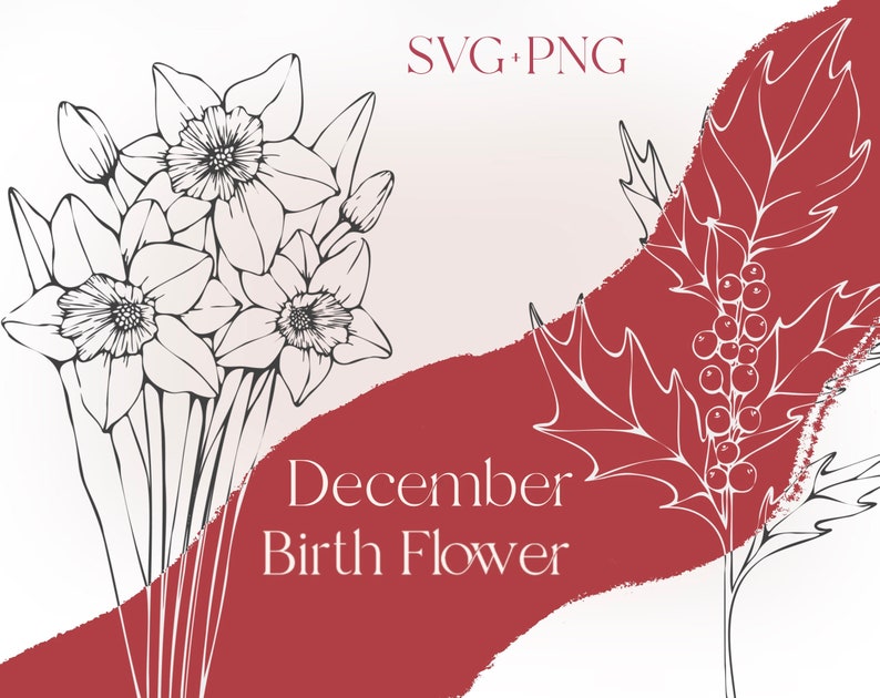 December Birth Flower SVG, Birth Flower Tattoo, Bouquet SVG - Etsy
