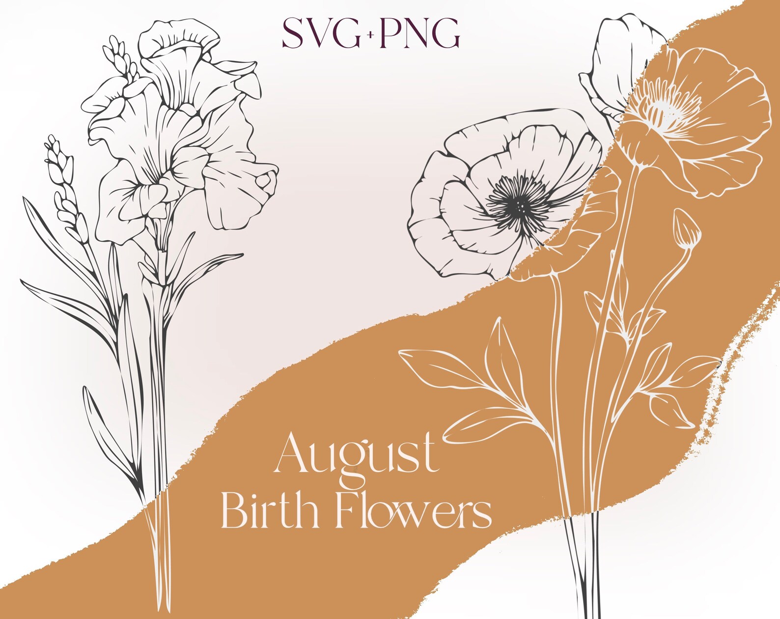 August Birth Flower SVG, Birth Flower Tattoo, Bouquet SVG - Etsy