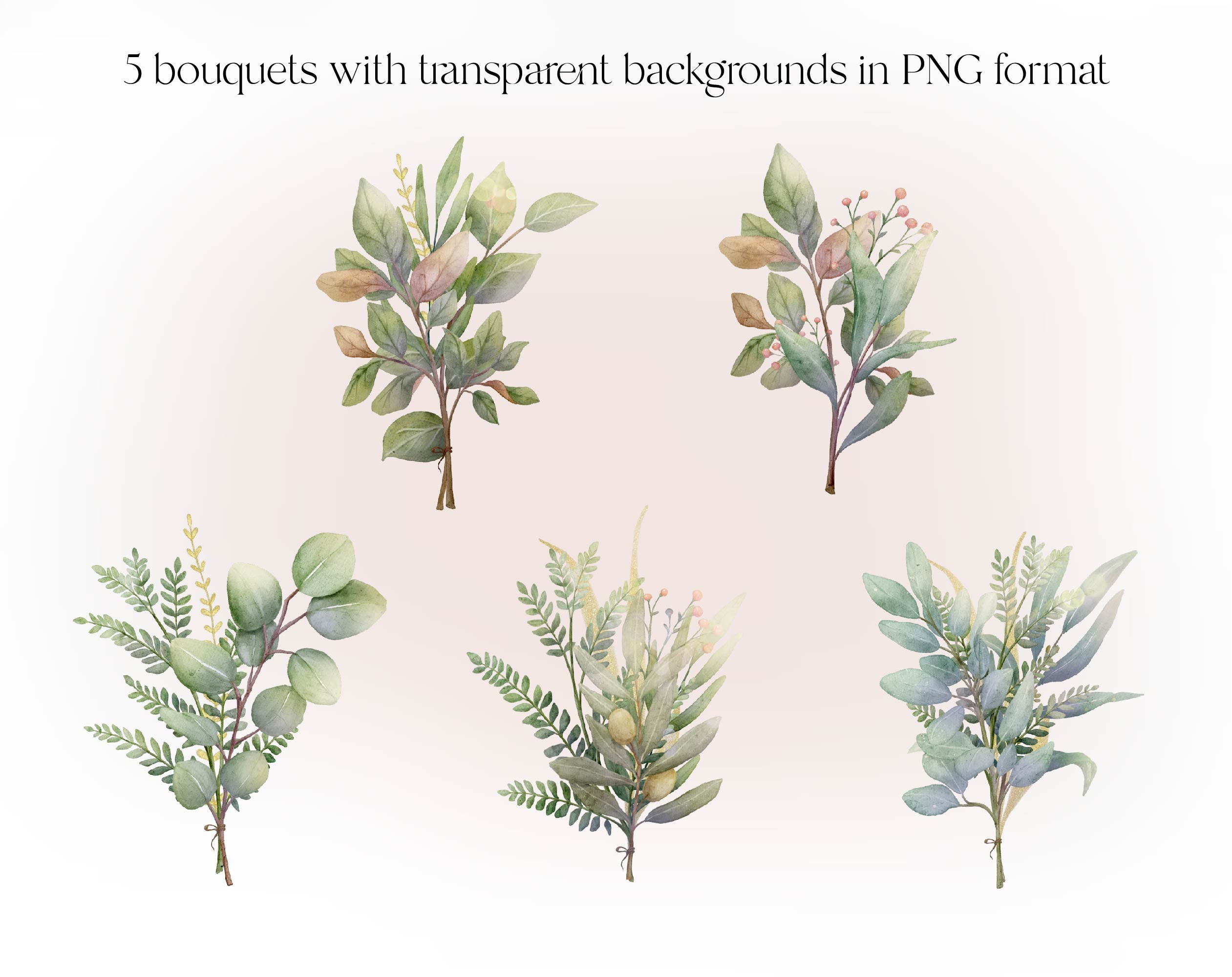 Greenery Foliage Clipart Watercolor Botanical Frames Wedding Clipart ...