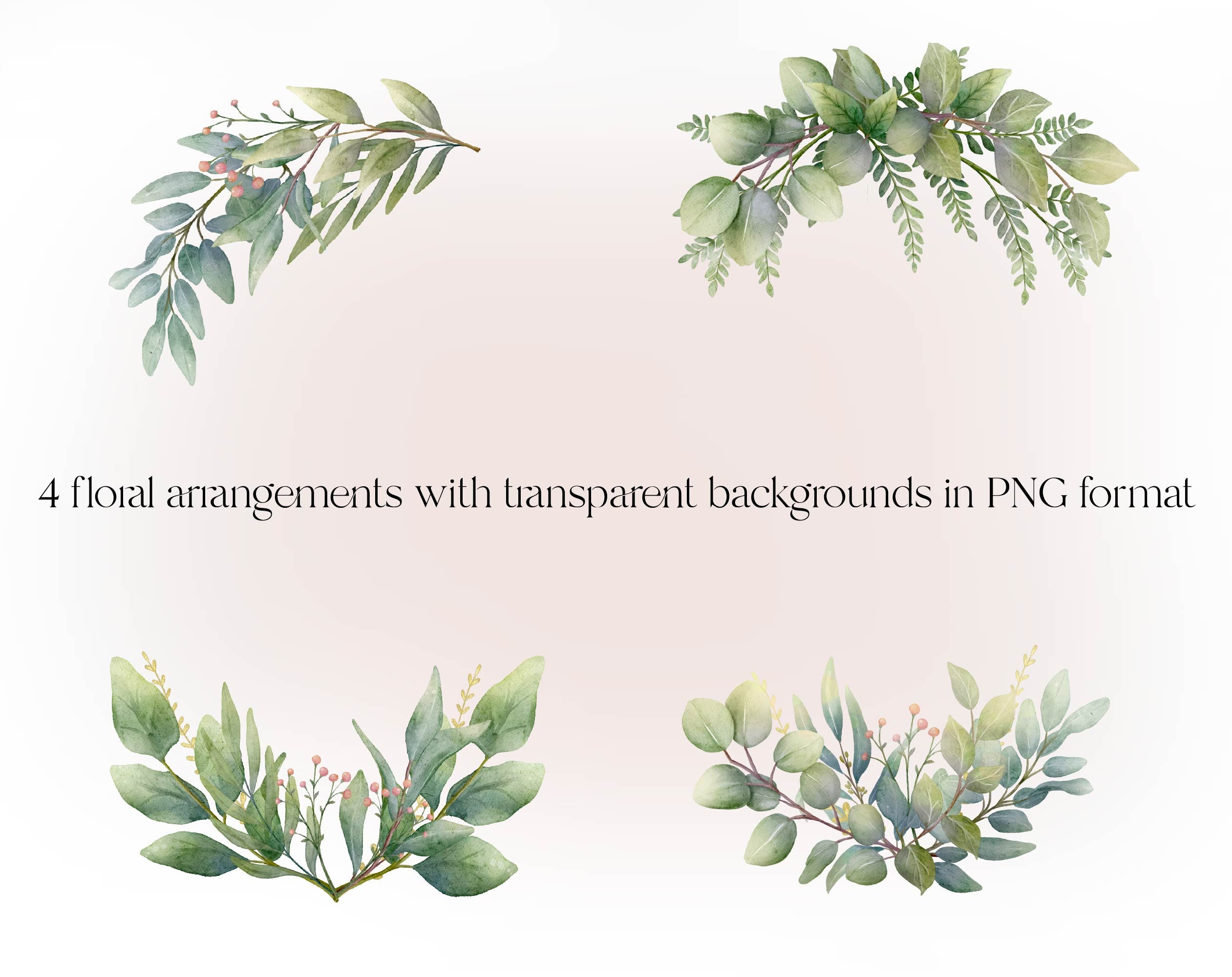 Greenery Foliage Clipart Watercolor Botanical Frames Wedding Clipart ...