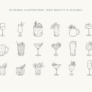 Sophisticated Line Art Cocktails – 18 Unique Cocktail Designs for Menus ...