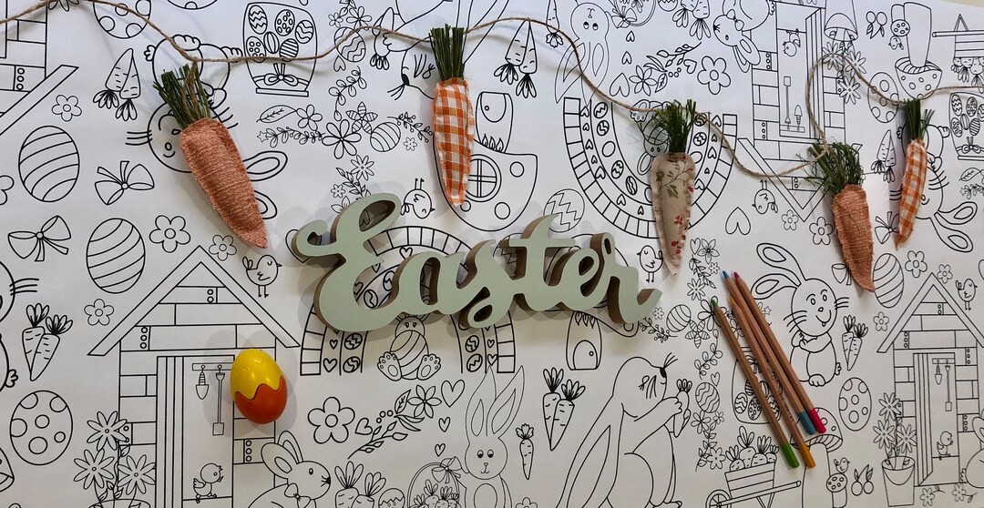 Metres of Easter Colouring in on a Paper Table Runner X 3 - Etsy