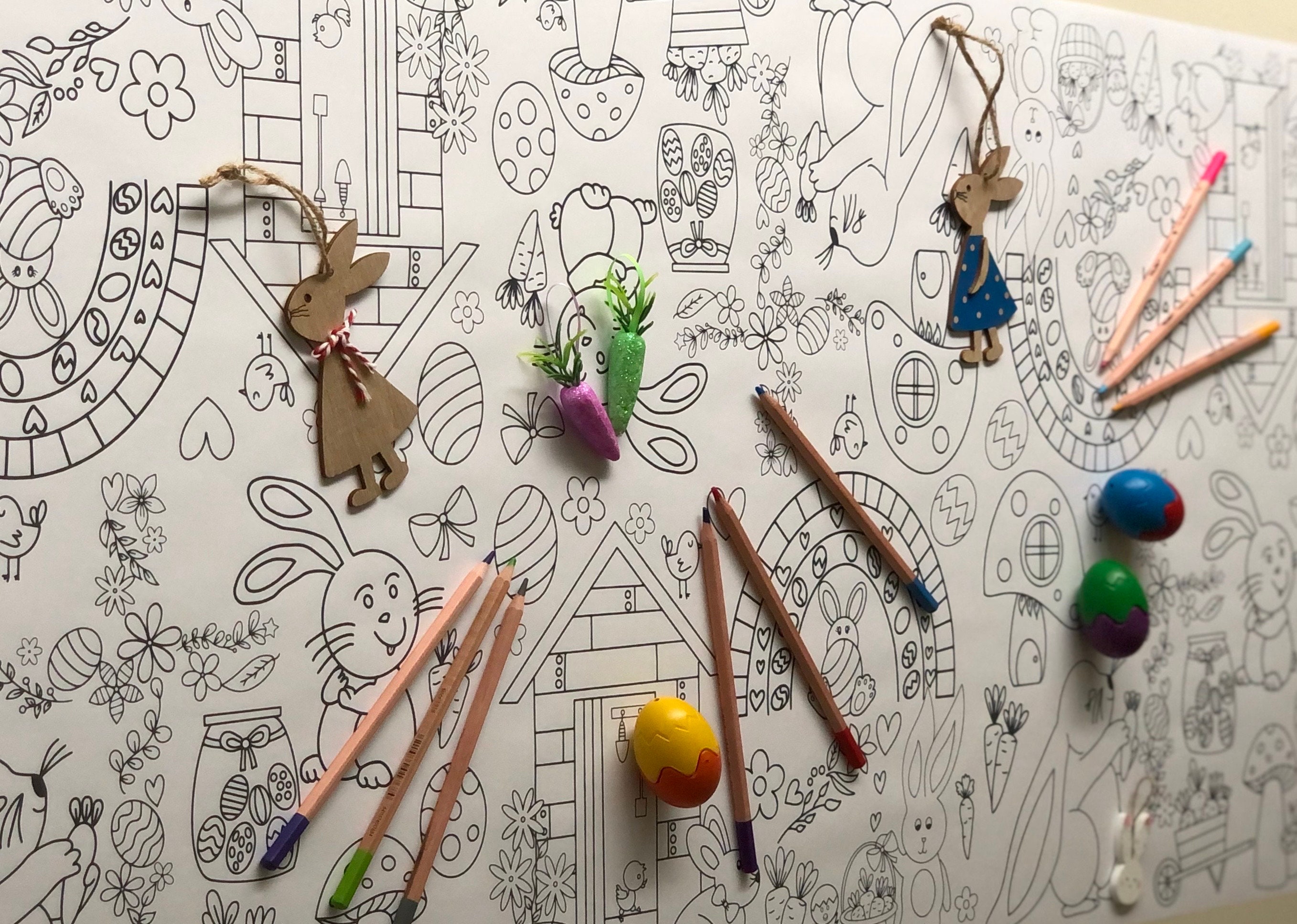 Metres of Easter Colouring in on a Paper Table Runner X 3 - Etsy