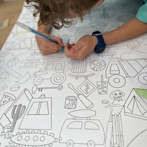 Construction and Camping Themed Colouring in Activity on a Large ...