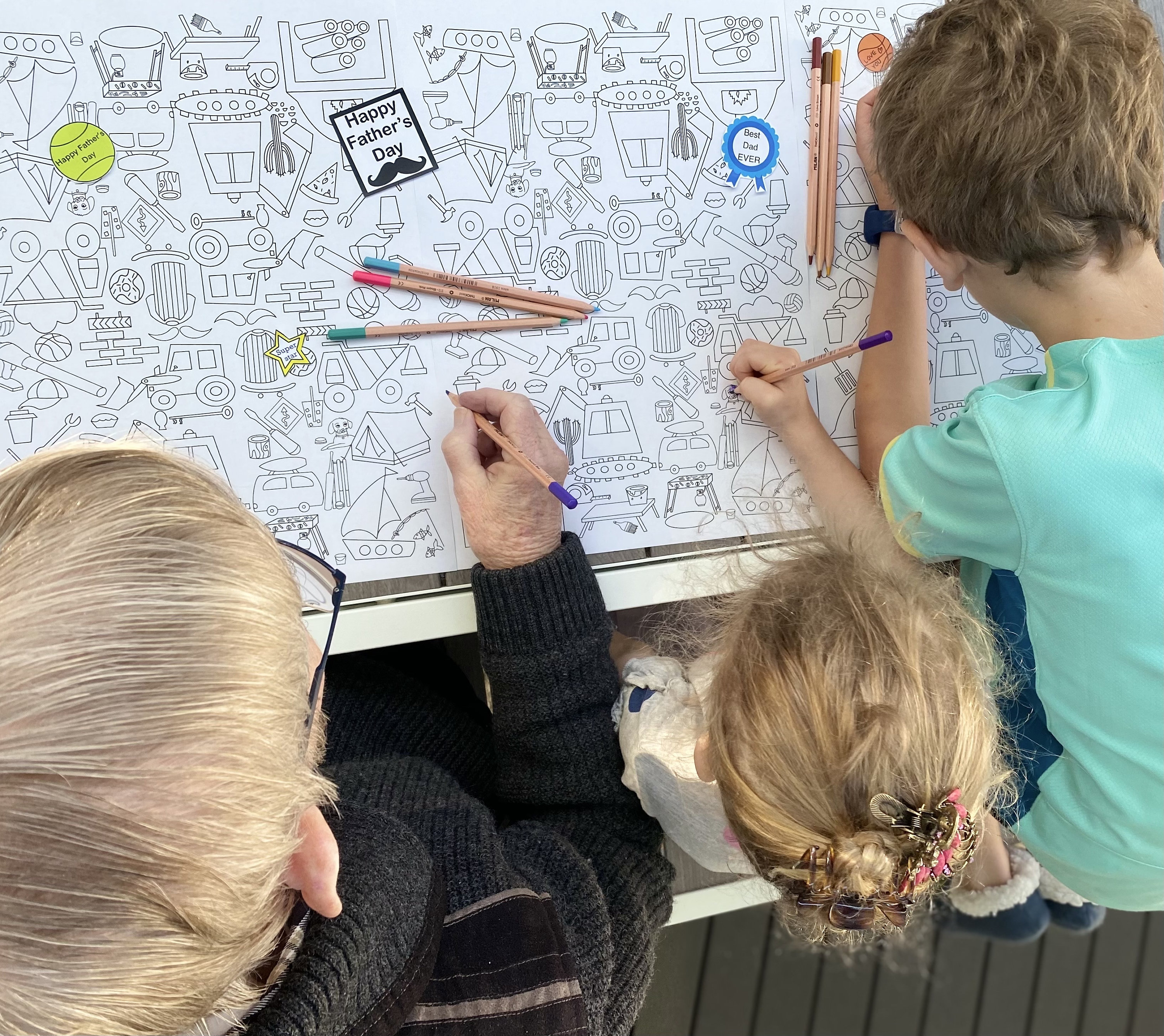 Construction and Camping Themed Colouring in Activity on a Large ...