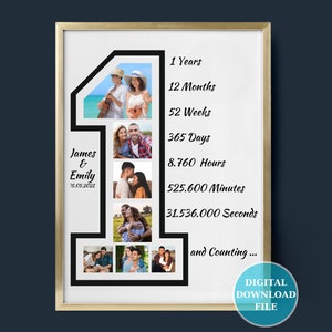 Custom 7 Photo Collage - 1 Year Anniversary Gift | Editable Anniversary ...